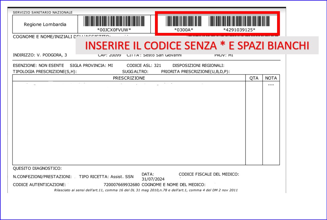 Dove trovo i codici? | Auxologico